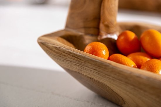 Massief Houten Kom BALI 60cm Teak met Handvat Natuurlijke Nerf - 36152 ...