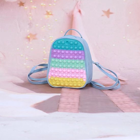 Rugzak/Rugtas/Schooltas Pop-it Fidget Licht Blauw Multi | bol.com