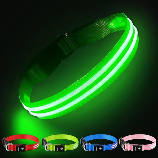 LED Halsband voor Honden Waterdicht Lichtgevende Halsbanden met 3 ...