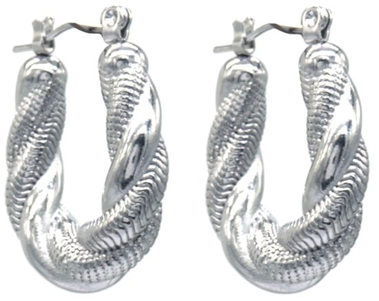 Oorbellen Gedraaid - Oorringen - RVS - 2,5 cm - Zilverkleurig | bol
