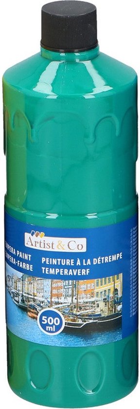1x Hobby/knutsel acrylverf / temperaverf - Groen - Fles 500 ml - Groene ...