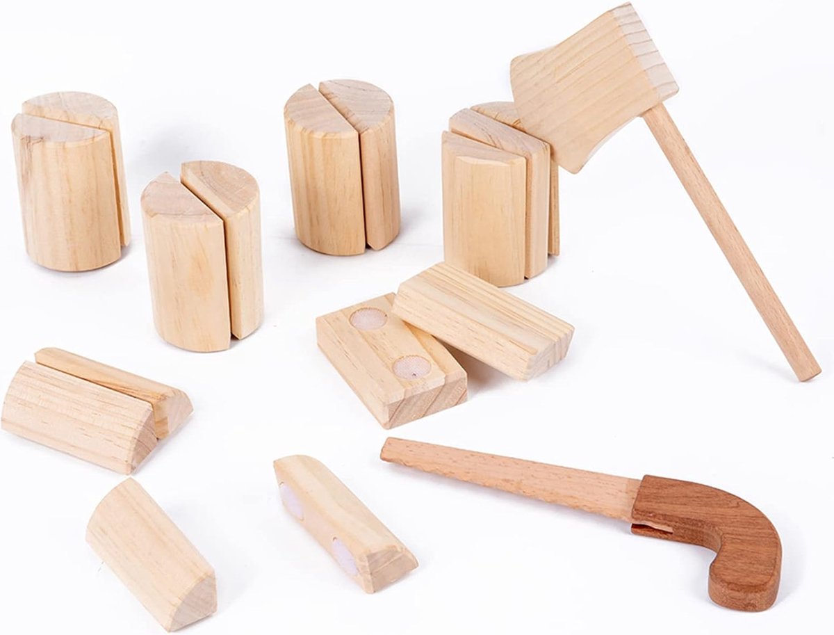 Houten Blokken Zaag Houthakker Set - Houtblokken Zagen van Natuurlijk ...