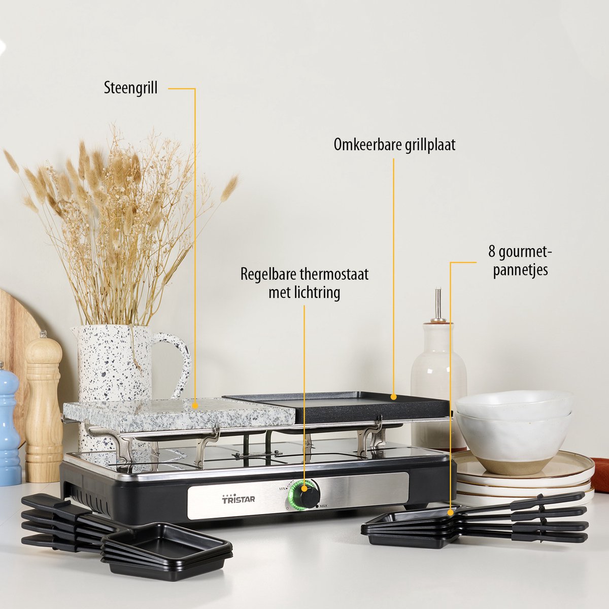 Tristar Gourmetstel en Steengrill RA-2747 - 5-in-1 raclette met ...