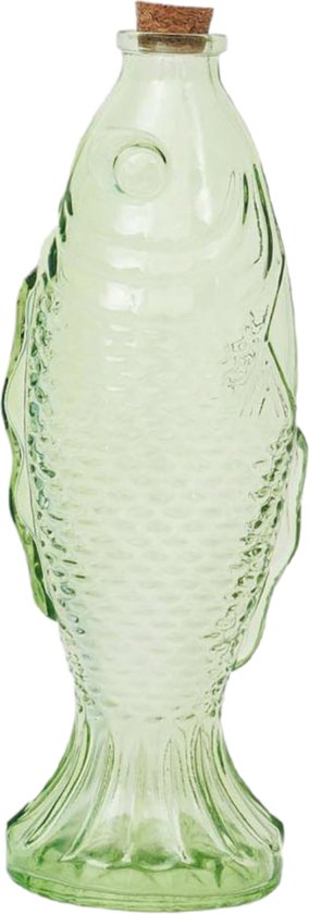 Groene vis fles met kurk - Batela | bol