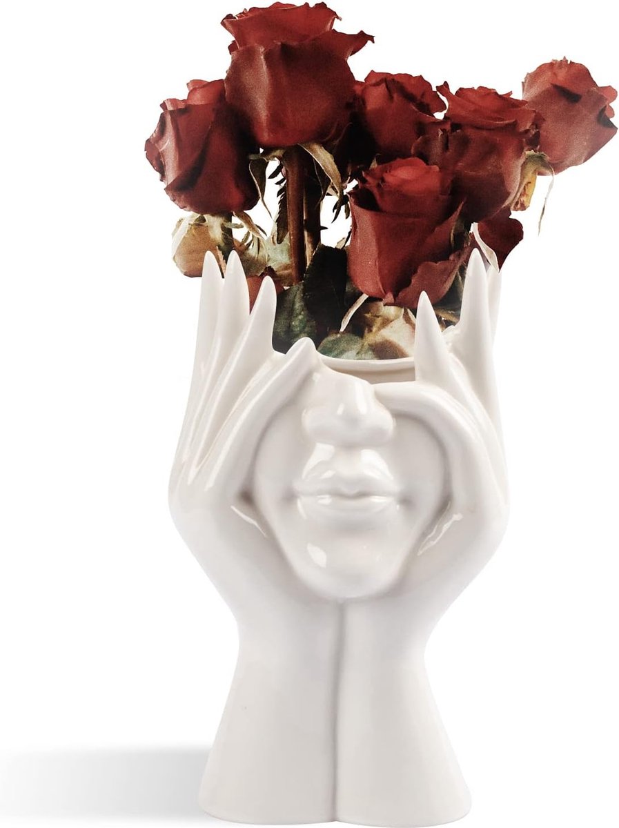 Gezicht vaas, bloem vaas bureau decor, keramische lichaam vaas ...