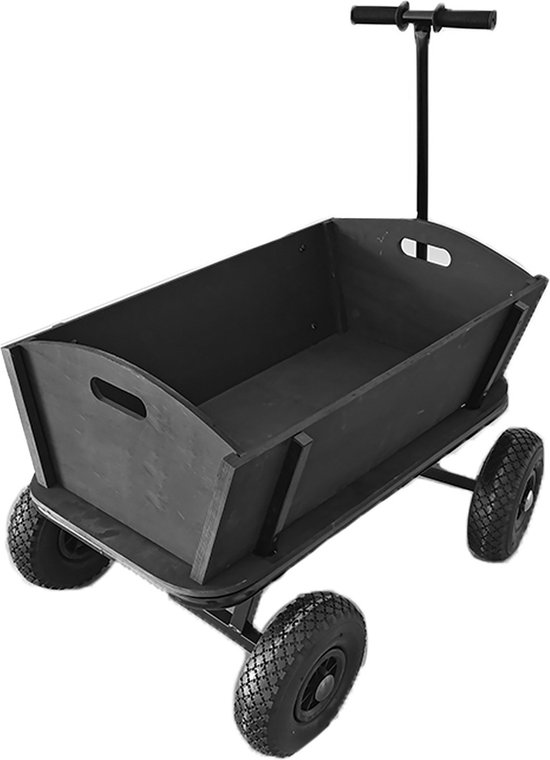 Houten Bolderkar / Bolderwagen met Luchtbanden - Black Edition - Zwart ...