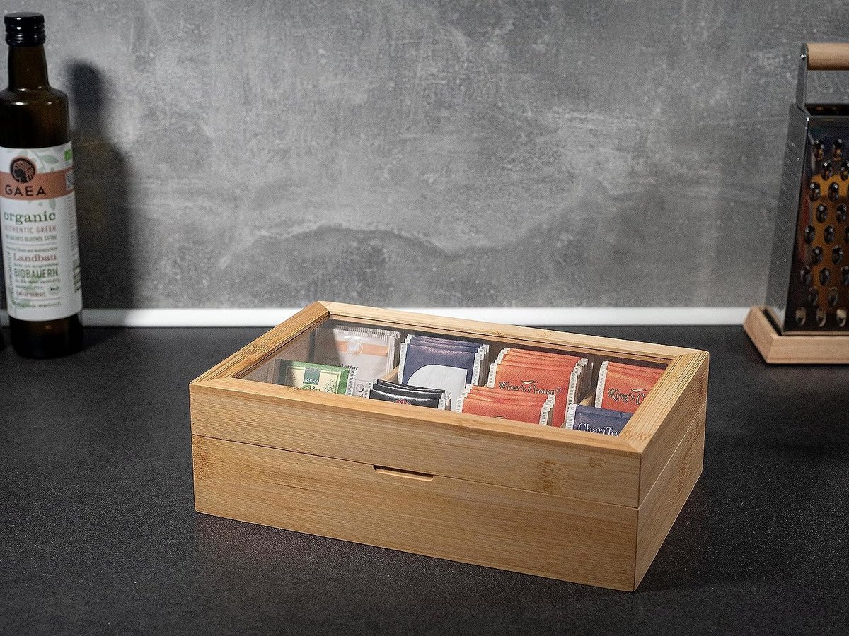 Premium theedoos van bamboe, FSC®-gecertificeerd, hoogwaardige theedoos ...