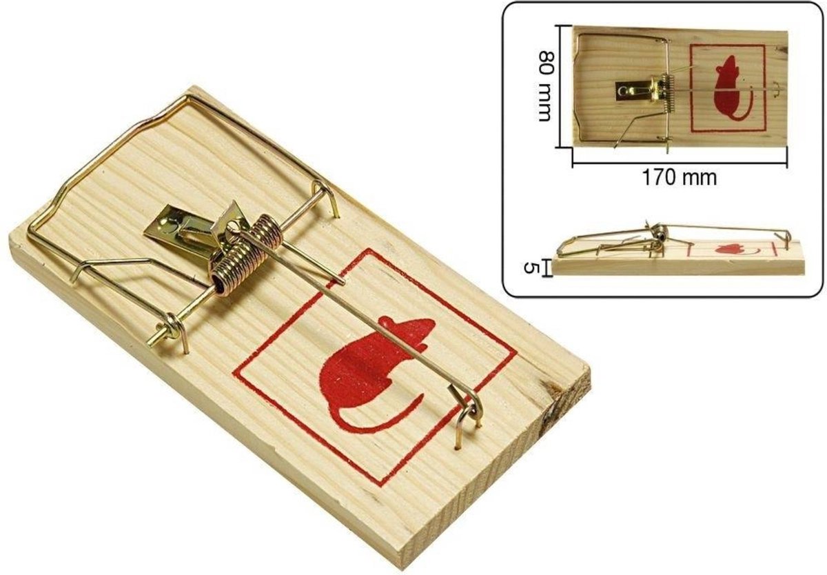 Benson Muizenval / rattenval - extra groot - hout/metaal - muizenvallen ...