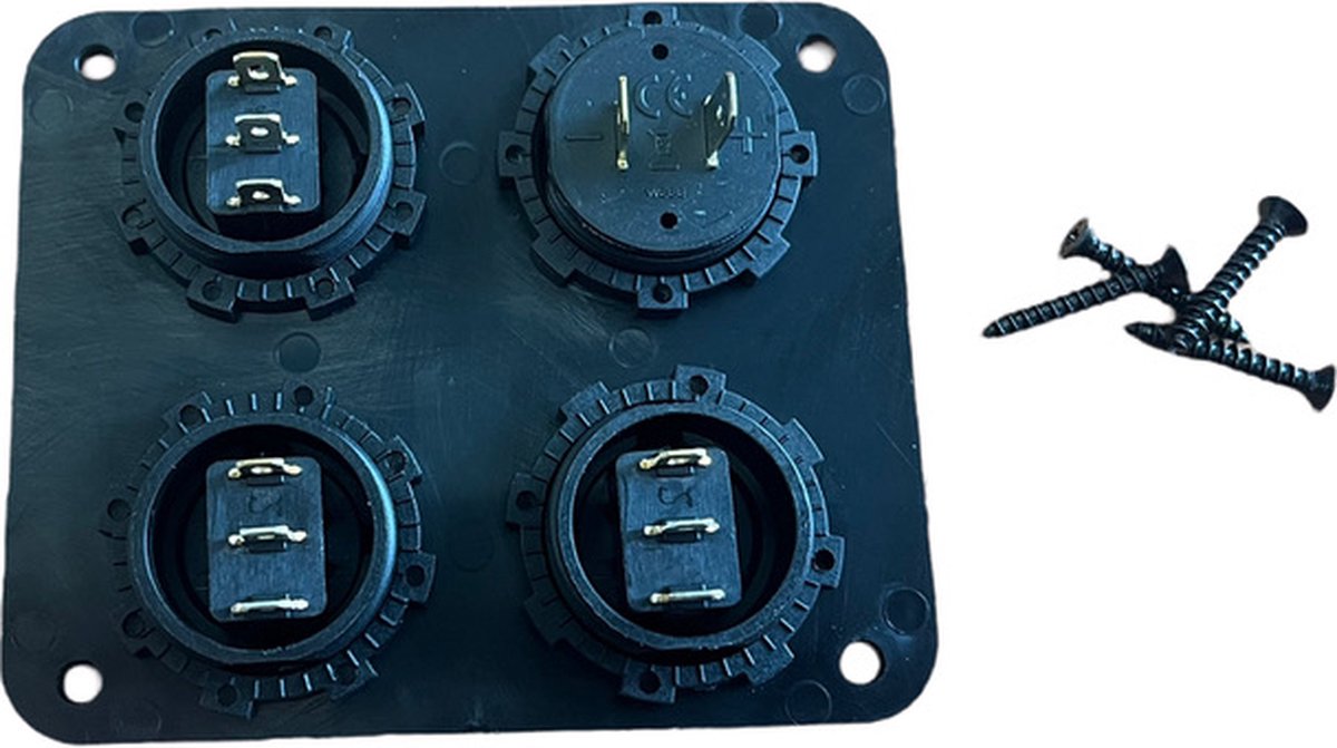 Ripca 3 x 12V schakelaar met LED + voltmeter, inclusief montageframe ...