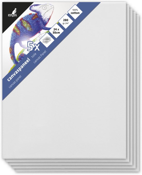 Kangaro canvaspaneel - 24x30 cm - 5 stuks - 3mm board - 280gr katoen ...