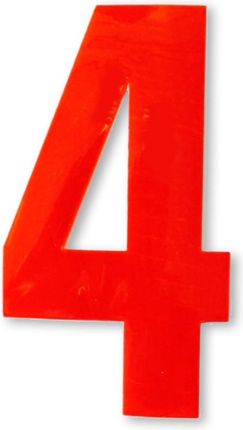 Reflecterend huisnummer kliko sticker - nummer 4 - rood - container ...