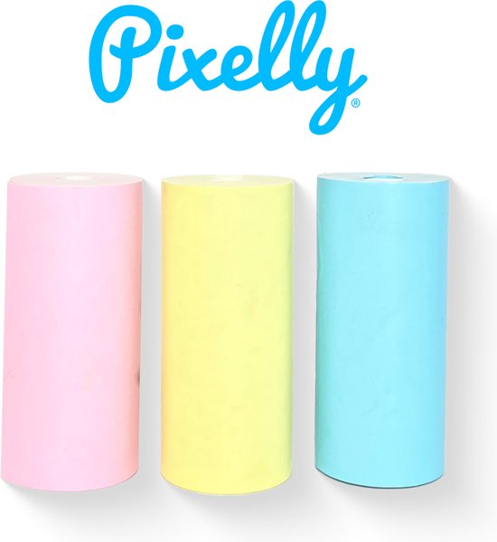 Pixelly® Print Papier- Gekleurde Rollen - Roze, Geel en Blauw Papier ...