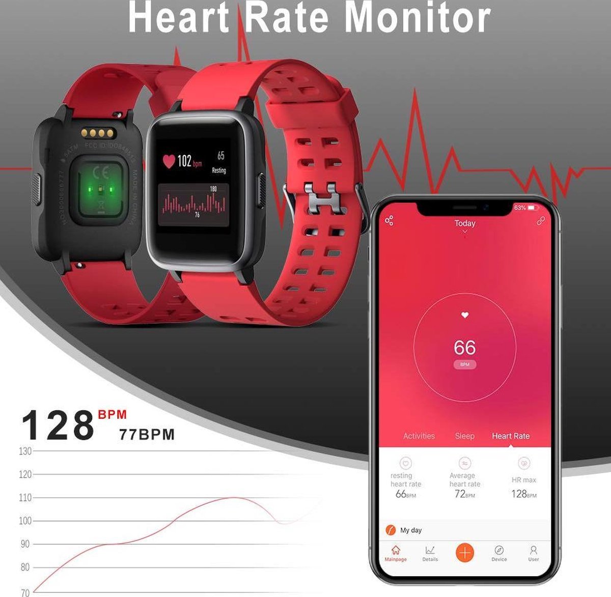 SmartWatch-Trends S205 - Smartwatch - Rood | bol.com