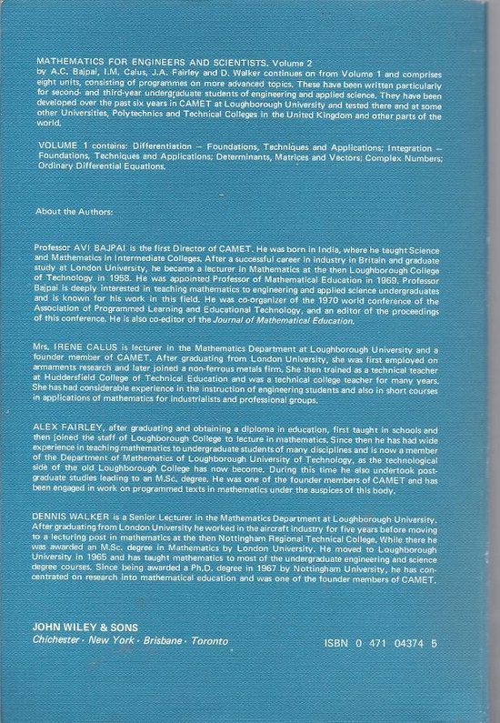 Mathematics for Engineers and Scientists. | 9780471043744 | Boeken ...