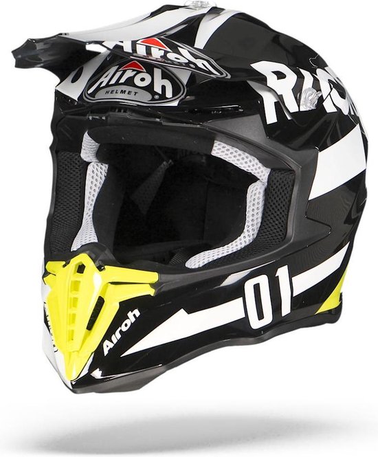 Airoh Twist Racr Glans Zwart Wit Geel Crosshelm - Motorhelm - Maat S ...
