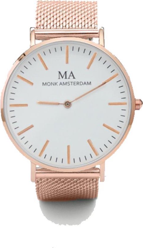 Amstel Rose Goud /Wit met Rose Gouden mesh Band | bol.com