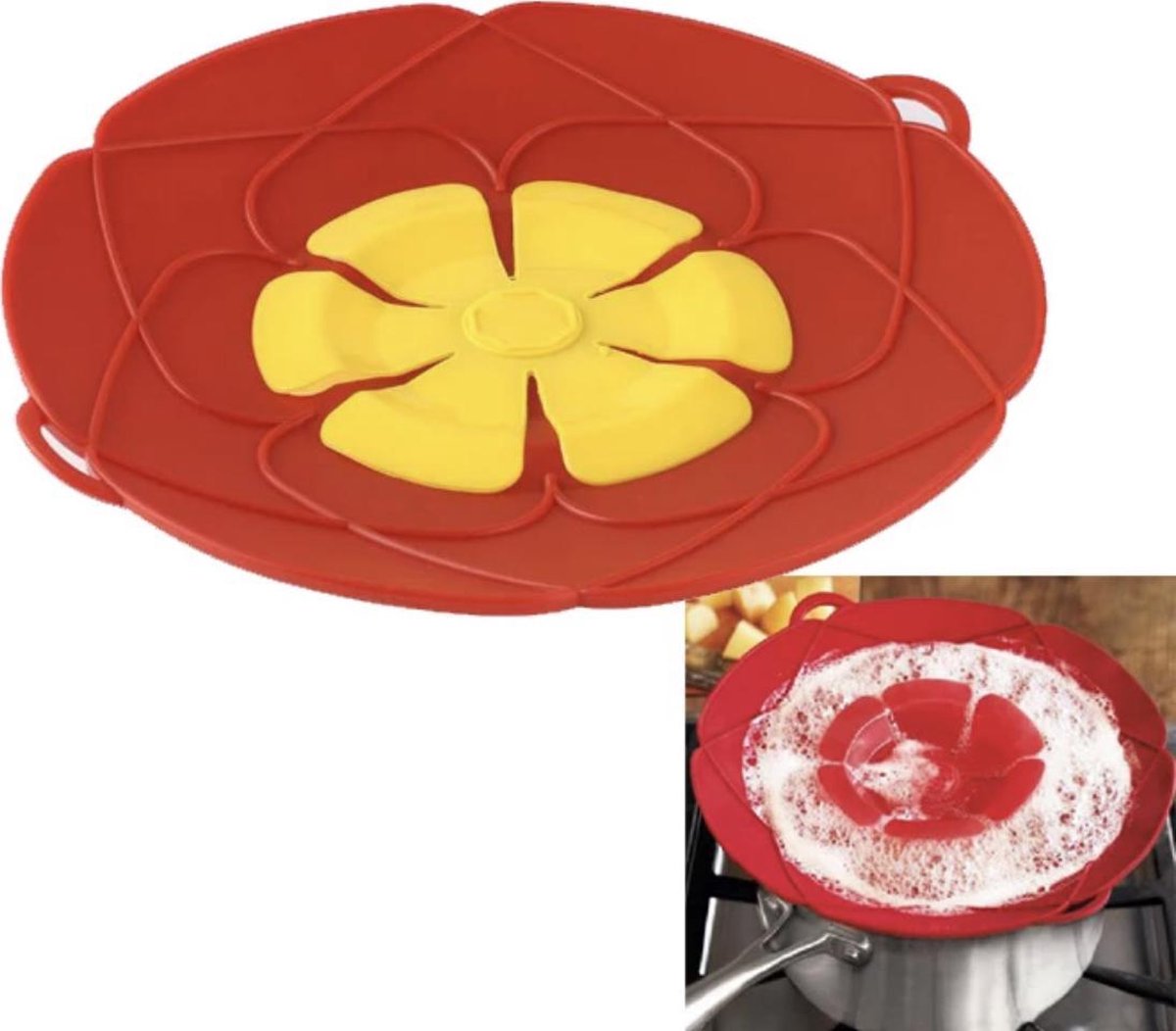 Siliconen kookbloem - anti-overkookdeksel - overkookbescherming anti-spatdeksel -... | bol.com