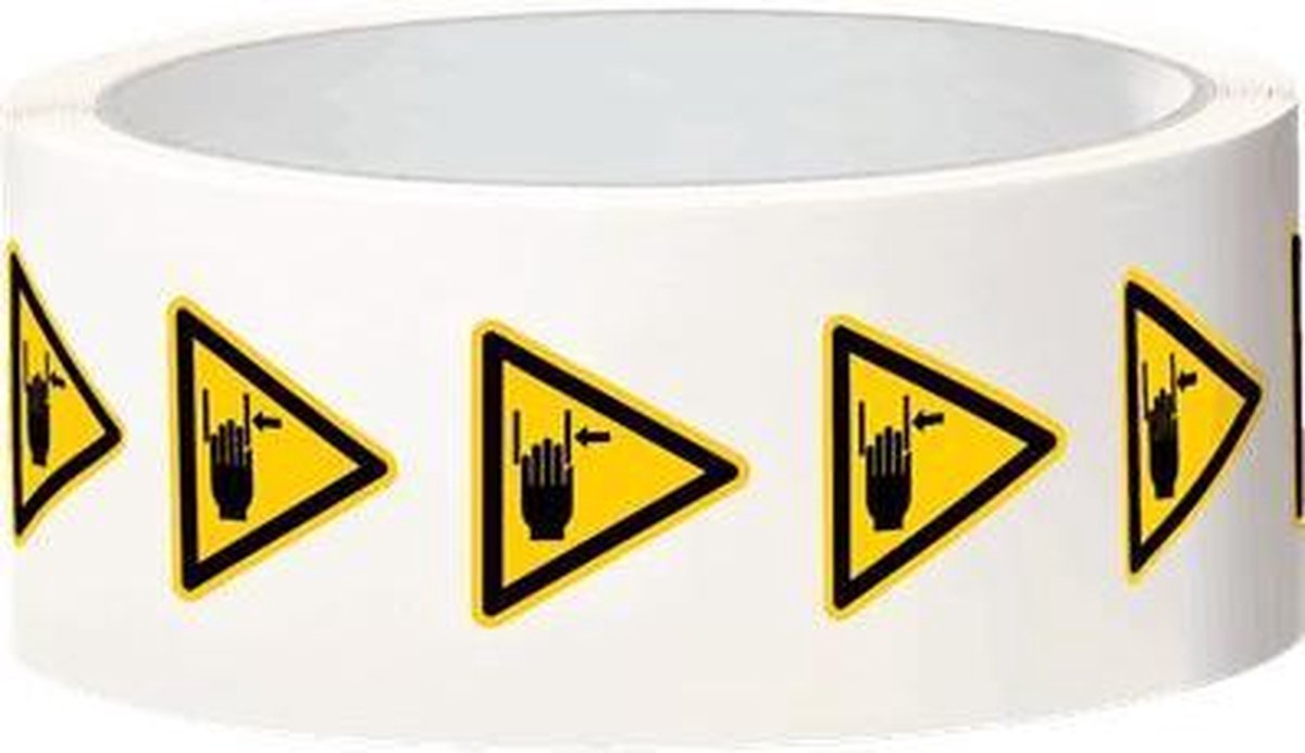 Waarschuwingssticker handbeklemming, 500 per rol, W024 100 mm | bol.com