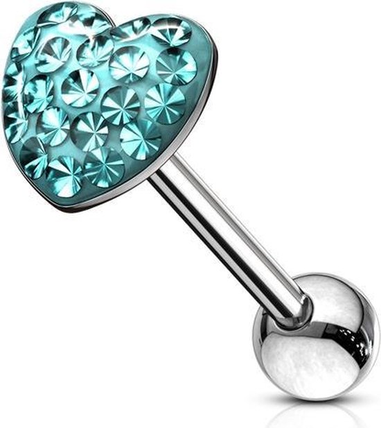 Tongpiercing met hartje aqua | bol.com