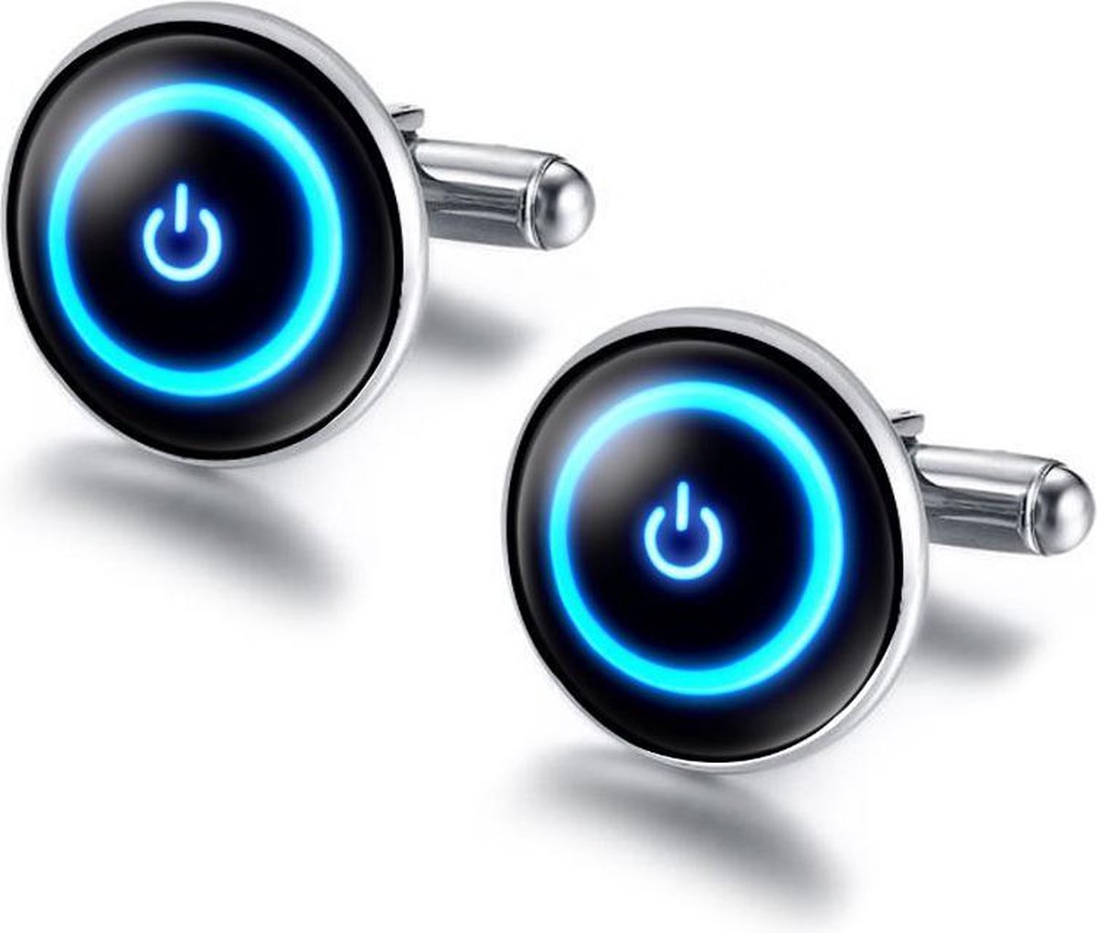 Manchetknopen Stand-By Standby Power TV Aan Uit knop Blauw Zwart | bol.com