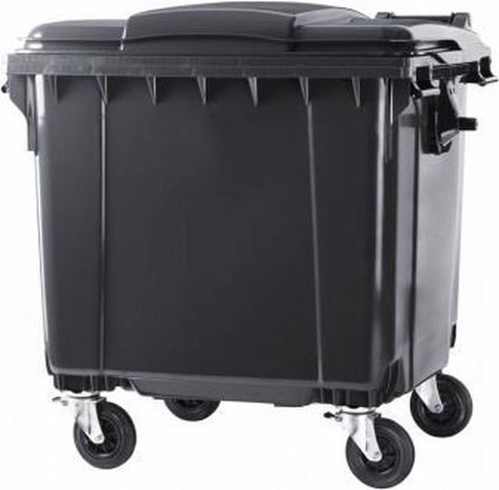 4 wiel afvalcontainer 1100 liter grijs | bol