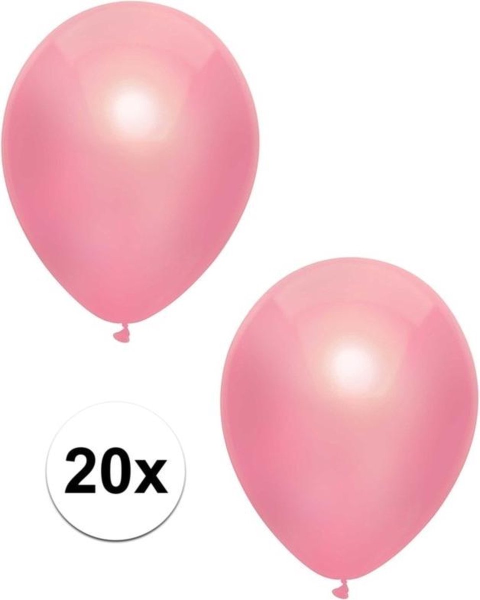 20x Roze metallic ballonnen 30 cm - Feestversiering/decoratie ballonnen ...