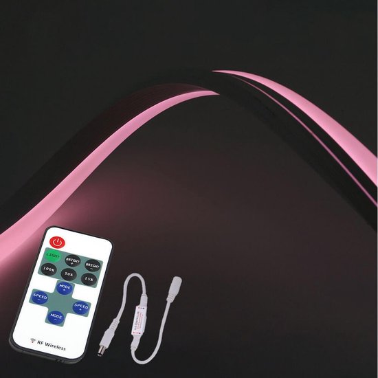 2 meter Neon LED flex Maxi rond - complete set Roze | bol.com