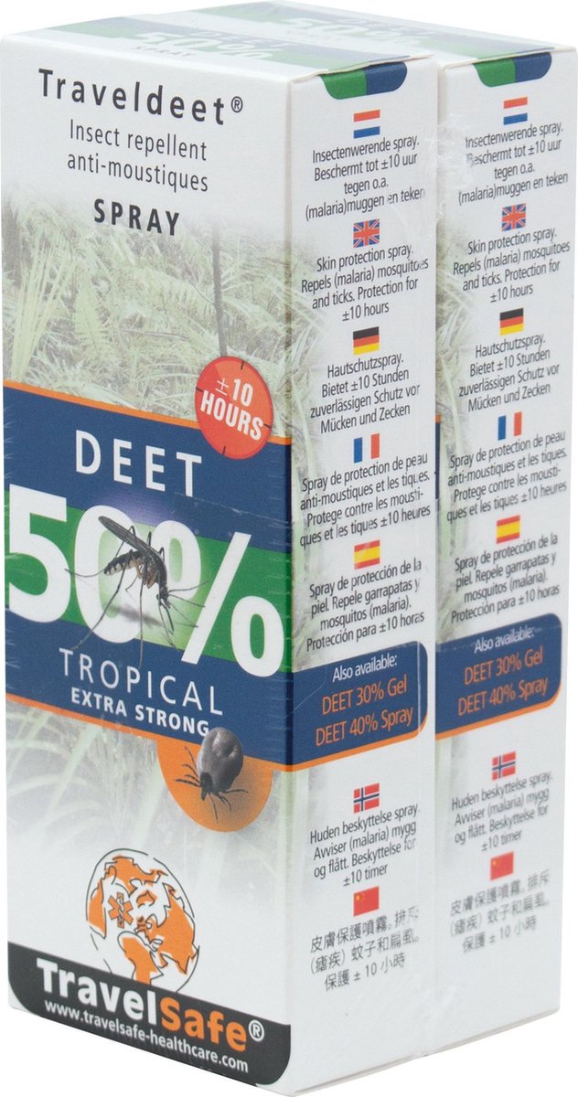 Travelsafe DEET 50% - 2-Pack - Spray 60ml | bol