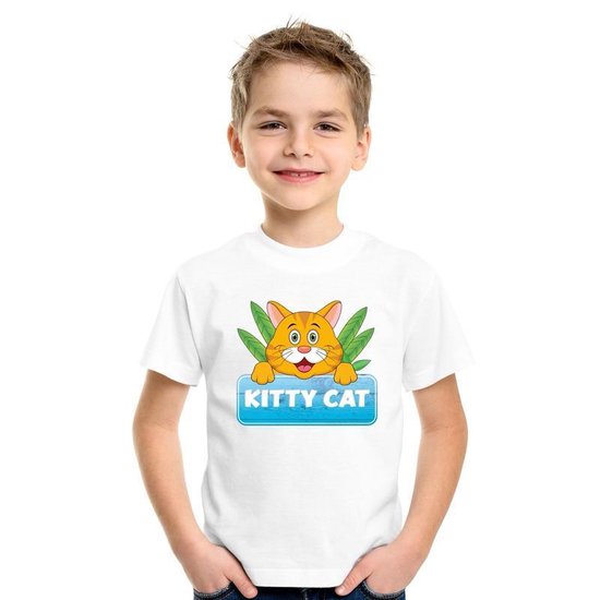 Kitty Cat t-shirt wit voor kinderen - unisex - katten / poezen shirt XS ...