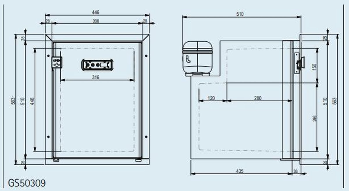 Staande compressor koelkast (440 x 348 x 560 mm) (GS50308) | bol