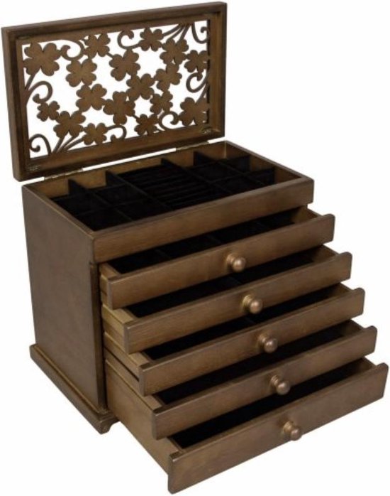 Songmics Sieradendoos - Juwelendoos Donkerbruin | bol