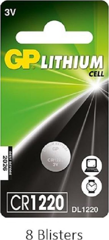 8 stuks (8 blisters a 1 stuks) GP Lithium Cell CR1220 | bol.com