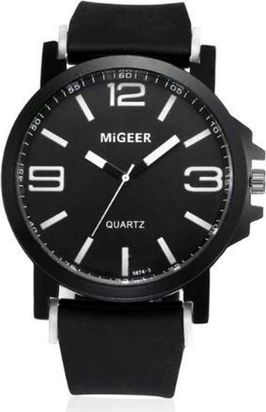 Hidzo Horloge Migeer ø 37 mm - Zwart - Kunstleer | bol