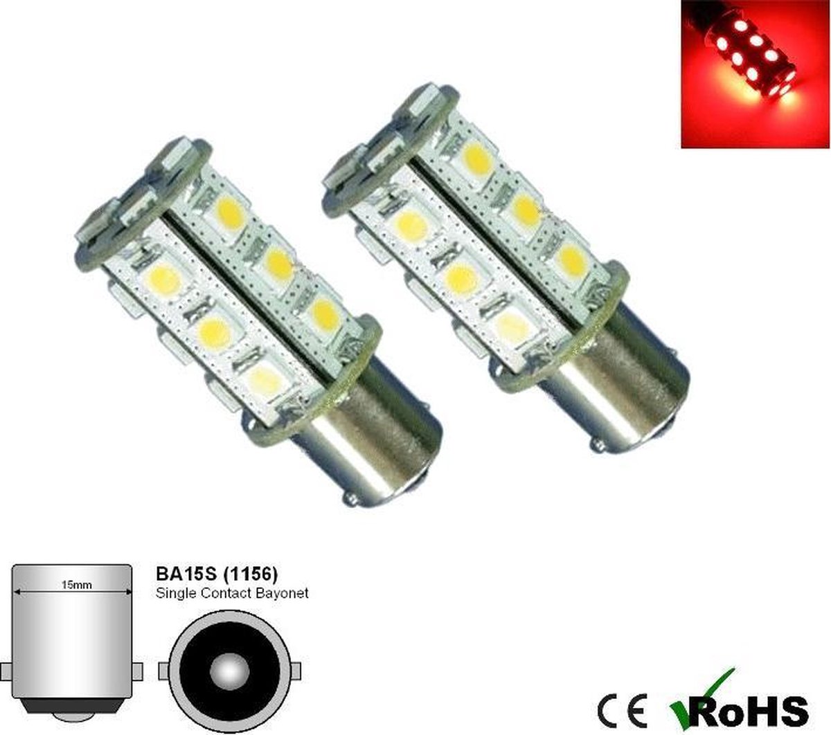 2x BA15s 18x5050smd Rood 10-36v | bol.com