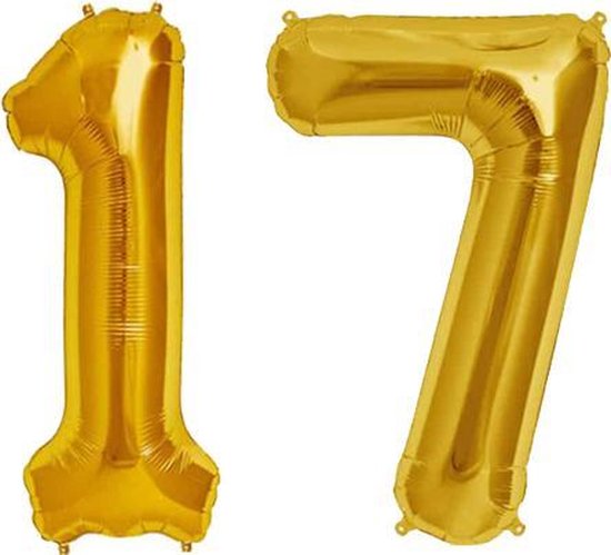 Folieballon Cijfer 17 Goud - 86 cm | bol.com