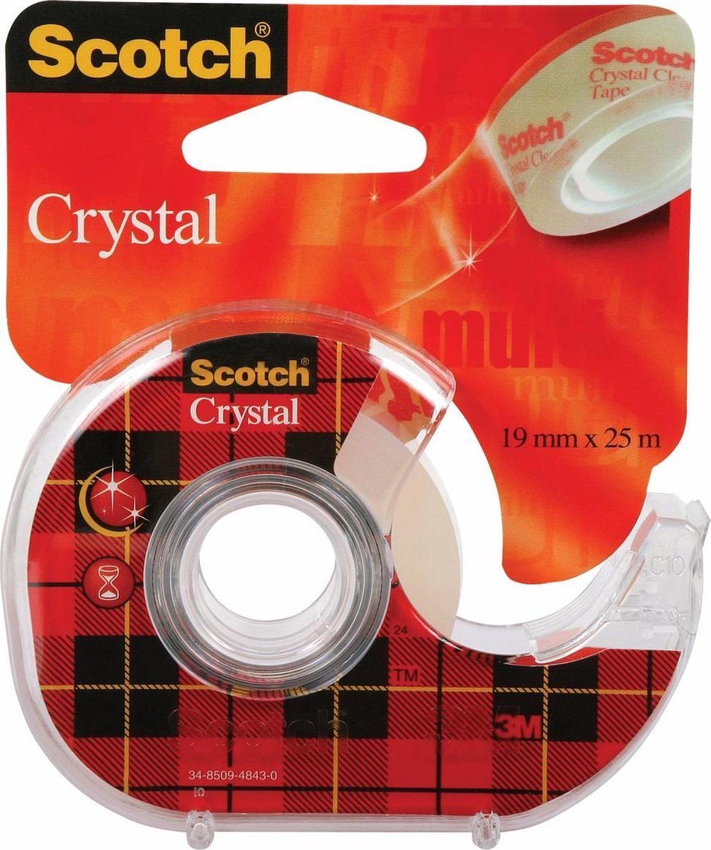Plakband Scotch Crystal 600 19mmx25m transparant + afroller | 12 stuks | bol.com