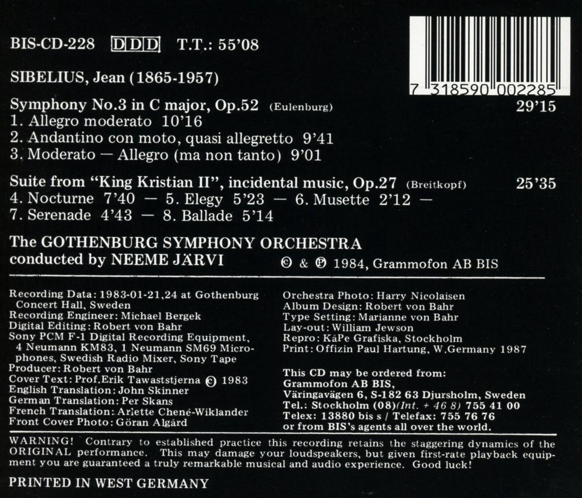 Gothenburg Symphony Orchestra - Sibelius: (Compl.Ed. 7), Symphony No.3 In C (CD),... | bol.com