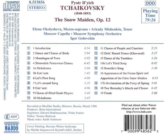 Moscow Capella, Moscow Symphony Orchestra, Igor Golovchin - Tchaikovsky ...