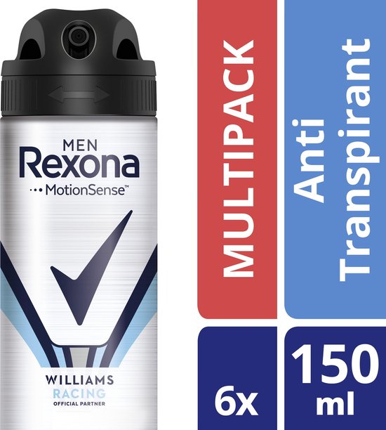 Rexona Men Anti-transpirant Spray Williams Racing 150 ML 6 stuks | bol