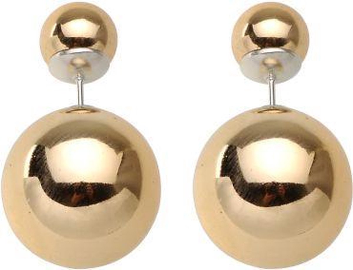 Oorsteker met bollen - Double Dots Oorbellen - goudkleurig | bol.com