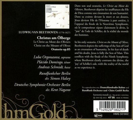 Beethoven: Christus am Ölberge, Placido Domingo | CD (album) | Muziek | bol