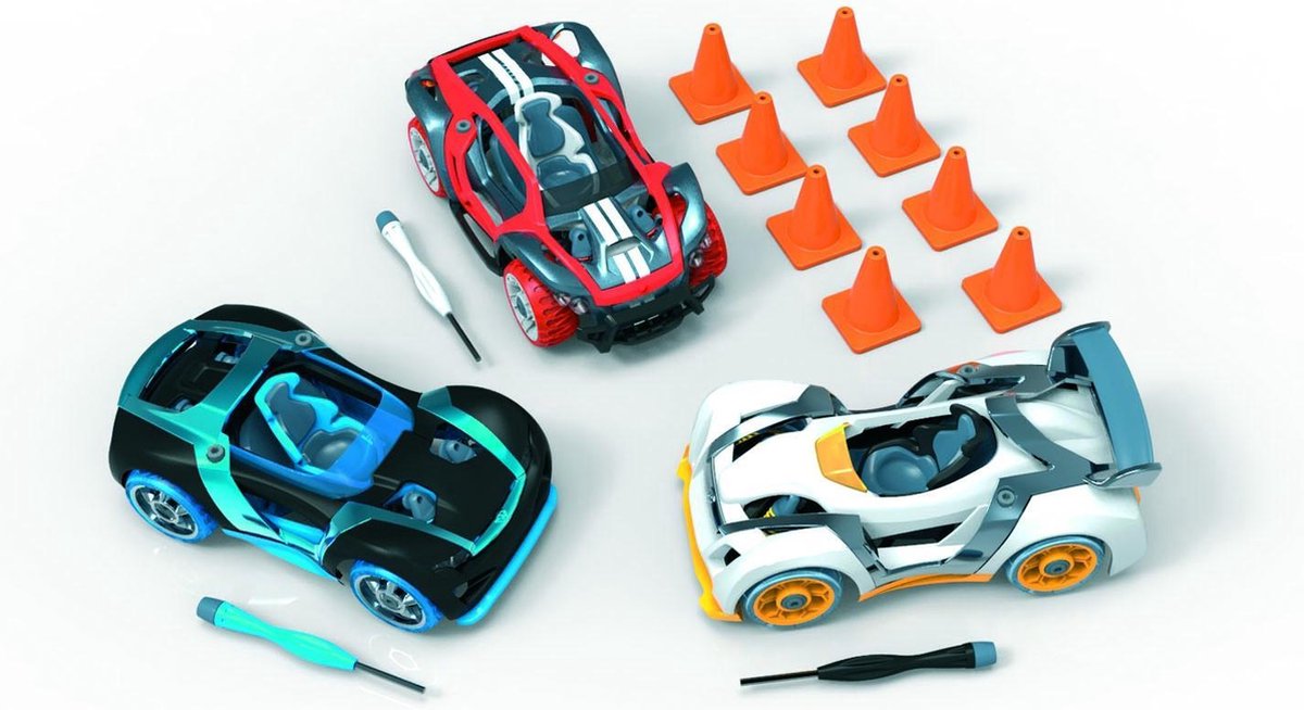 Modarri 3-pack Cars, Rood/ Blauw/ Wit 33 X 21.5 X 13.5 Cm | bol.com