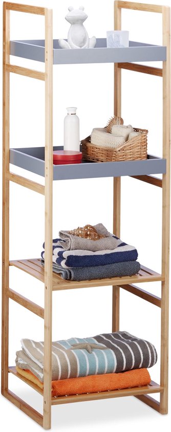 Relaxdays bamboe badkamerrek - bamboerek - 4 etages - houten rek ...