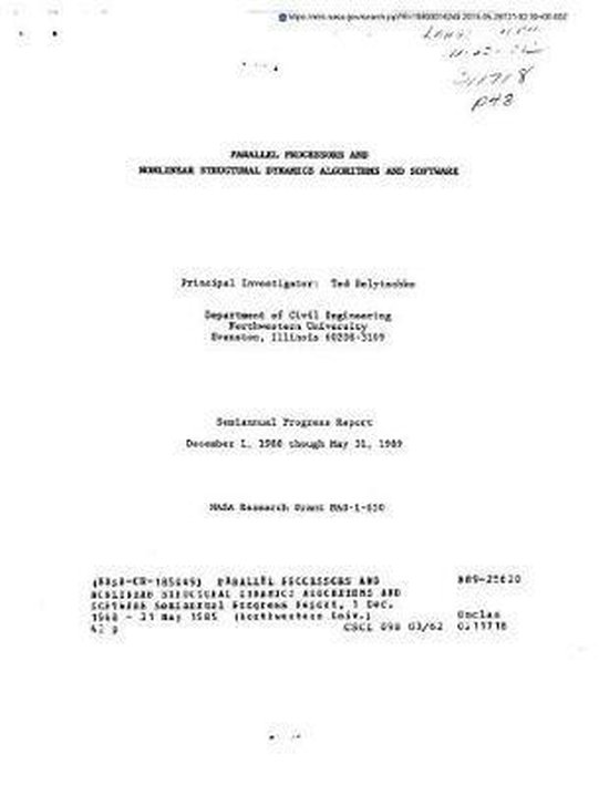 Parallel Processors And Nonlinear Structural Dynamics Algorithms And