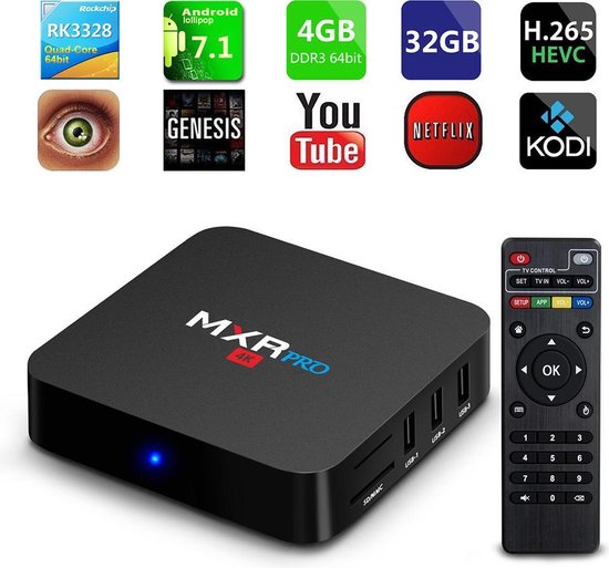 Android TV Box 4GB Ram - 32GB Rom - Nieuwste KODI - Blauwe USB 3.0 - 4K ...