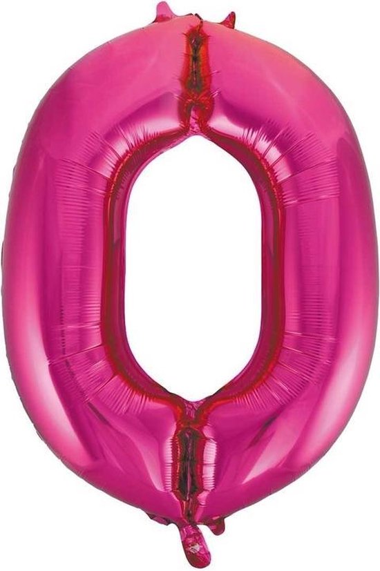 Cijfer nul 0 folie ballon roze van 86 cm | bol