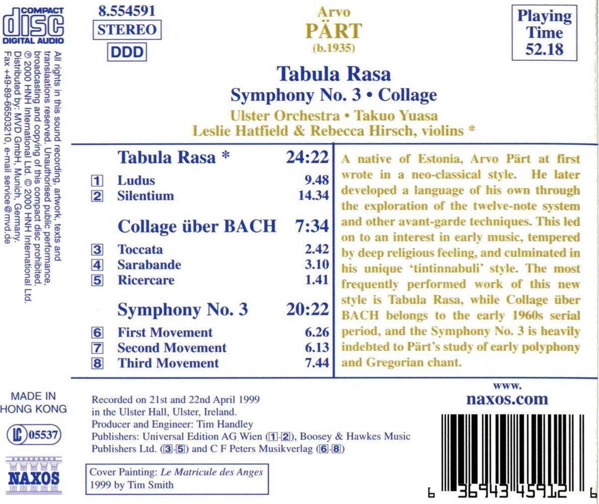 Ulster Orchestra - Part: Tabula Rasa (CD), Ulster Orchestra | Muziek ...