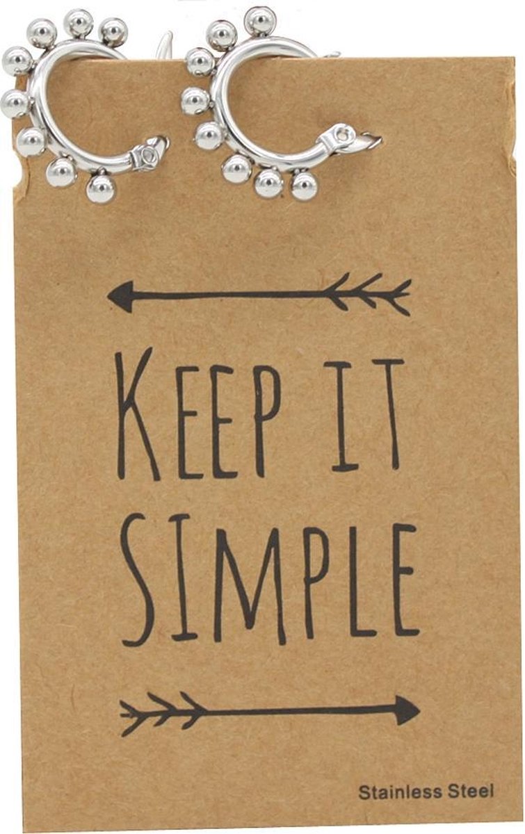 Dielay - Oorbellen met Balletjes - RVS Oorringen - Ø Ring 15 mm - Zilverkleurig | bol.com