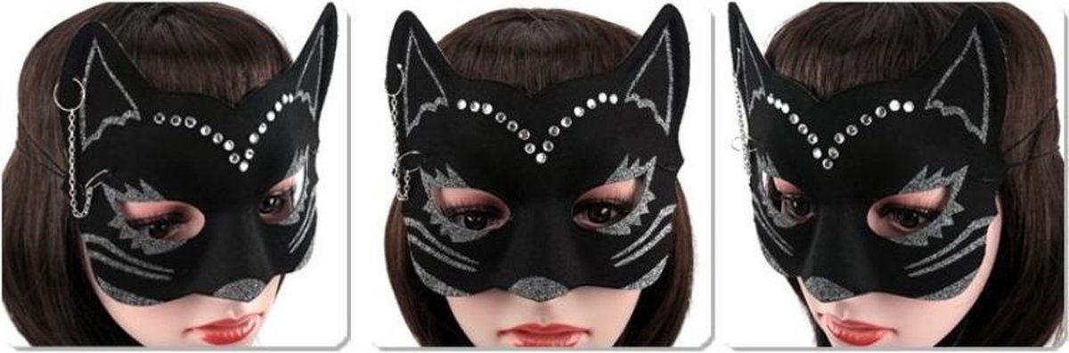 Party masker kat zwart met glitter | bol.com