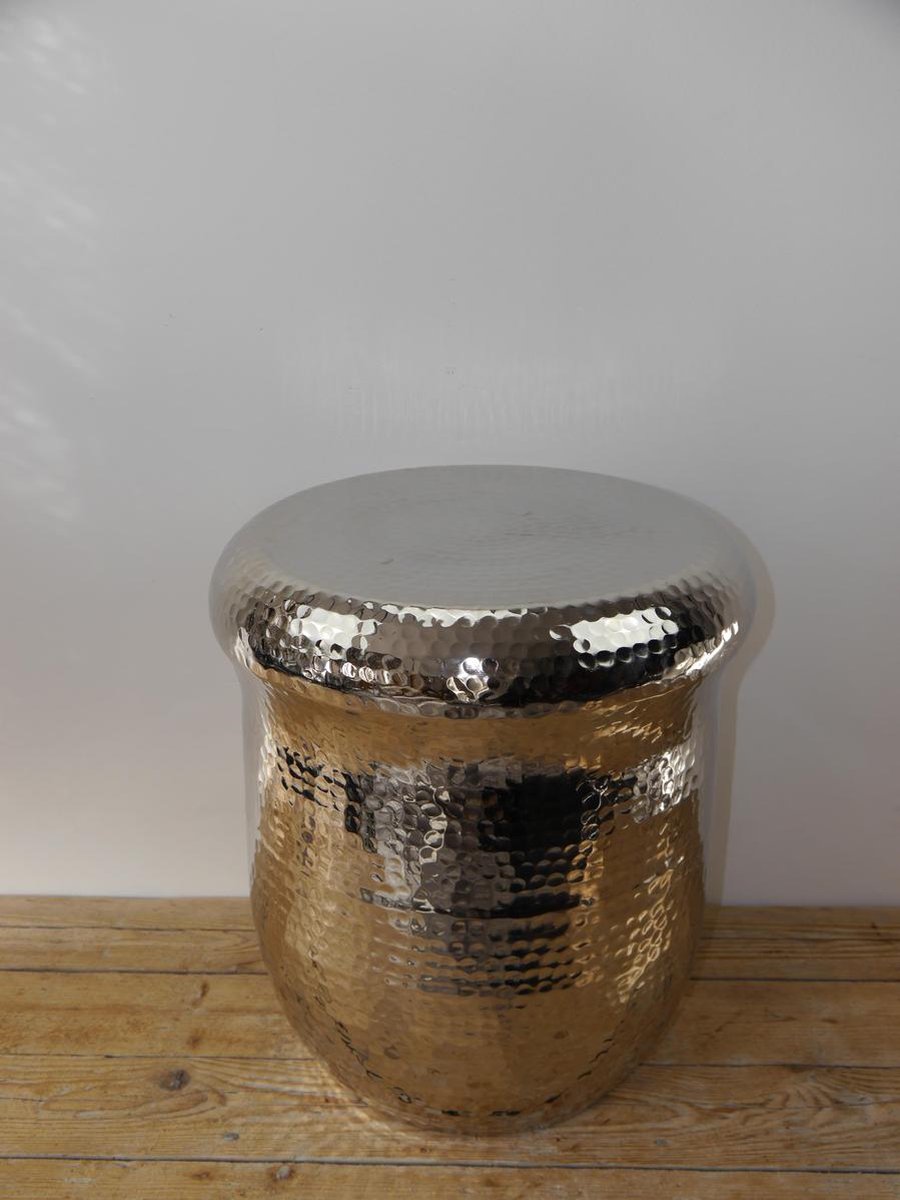 SENSE Hocker- Bijzettafel zilver aluminium - Poef aluminium Gepolijst ...
